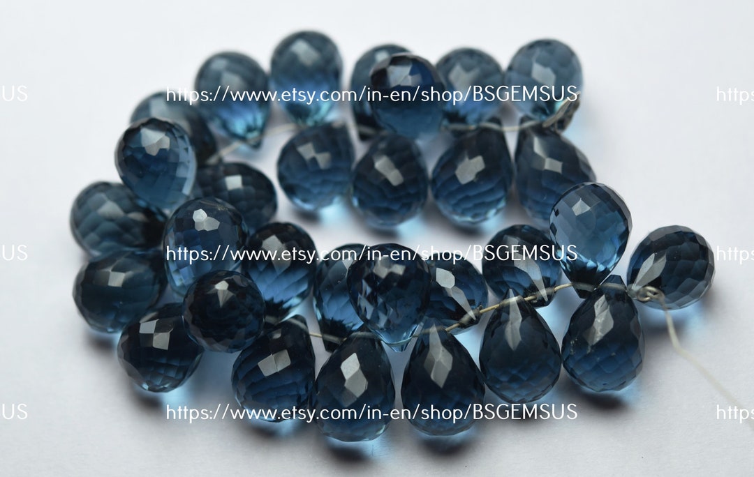 10 Pcs,london Blue Hydro Quartz Faceted Tear Drops Shape Briolettes ...