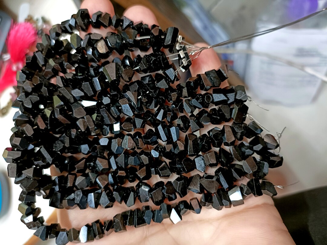 7 Inch Strand,natural Black Onyx Faceted Fancy Nuggets Shape Size 7-8mm ...