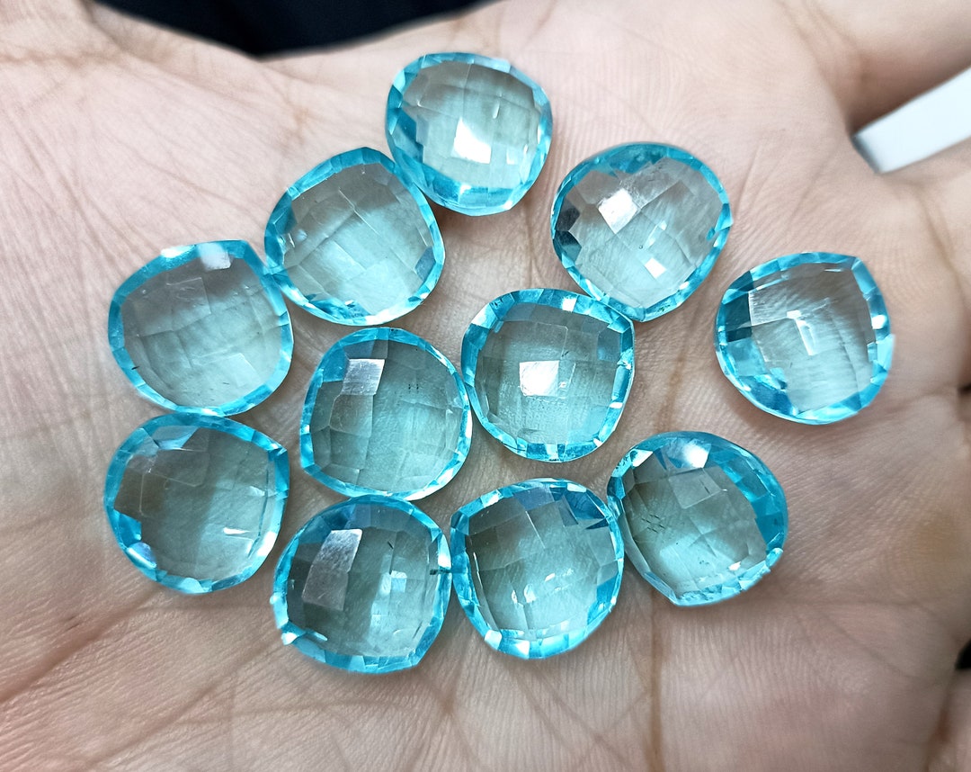 6 Pcs, Sky Blue Hydro Quartz Faceted Heart Shape, Size, 14mm. - Etsy