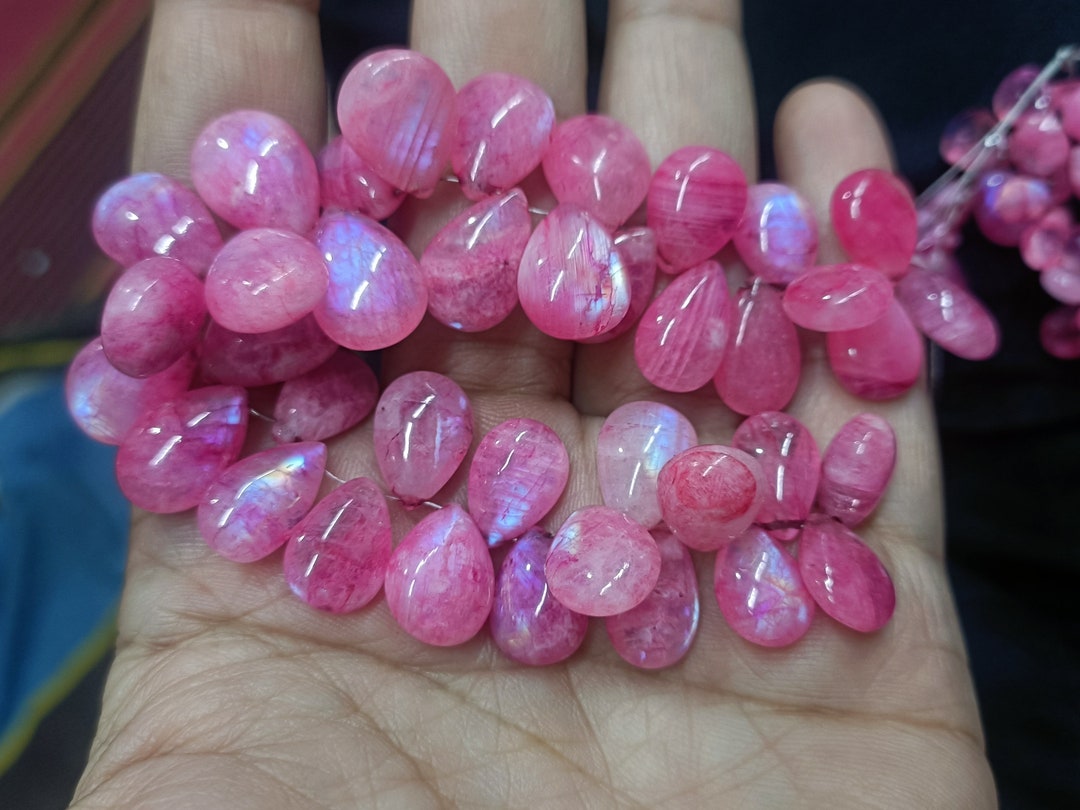 10 Pcs, Dyed Pink Rainbow Moonstone Smooth Pear Shpae, Size. 12-16mm - Etsy