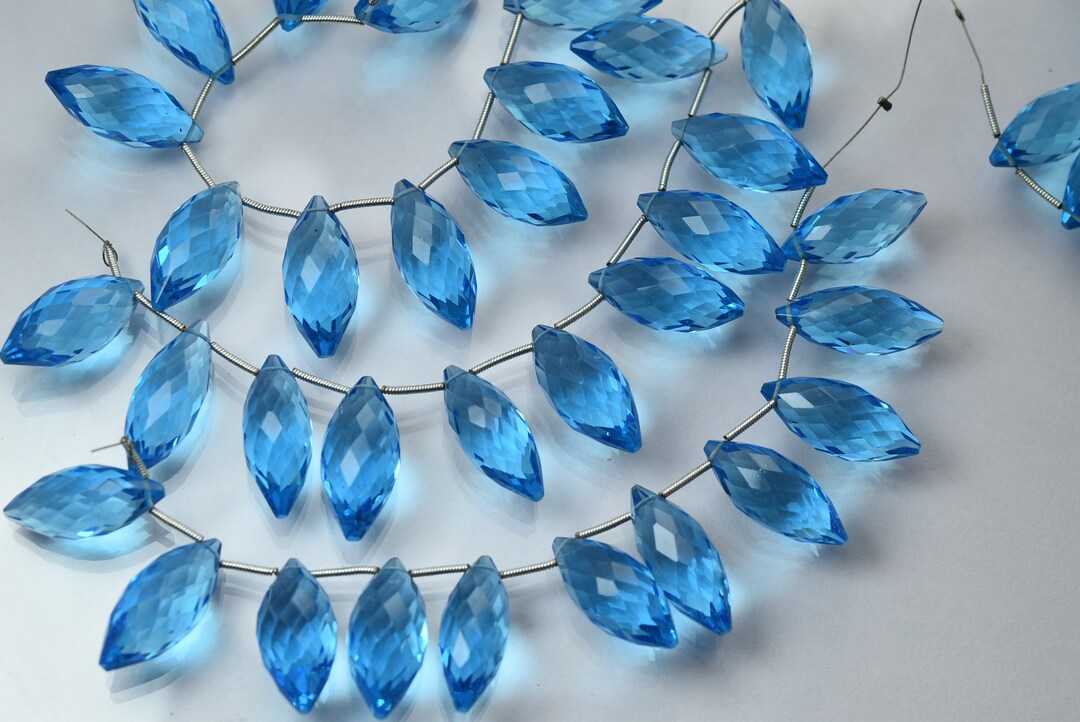 10 Pcs, Swiss Blue Hydro Quartz Faceted Dew Drops Shape Briolettes,17 ...