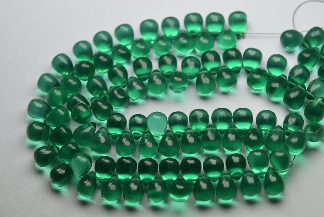 30 Pcs,emerald Green Hydro Quartz Smooth Tear Drops Shape Briolettes ...