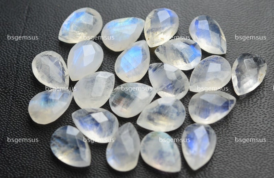 5 Matched Pairaaa Qualityblue Flash Rainbow Moonstone - Etsy