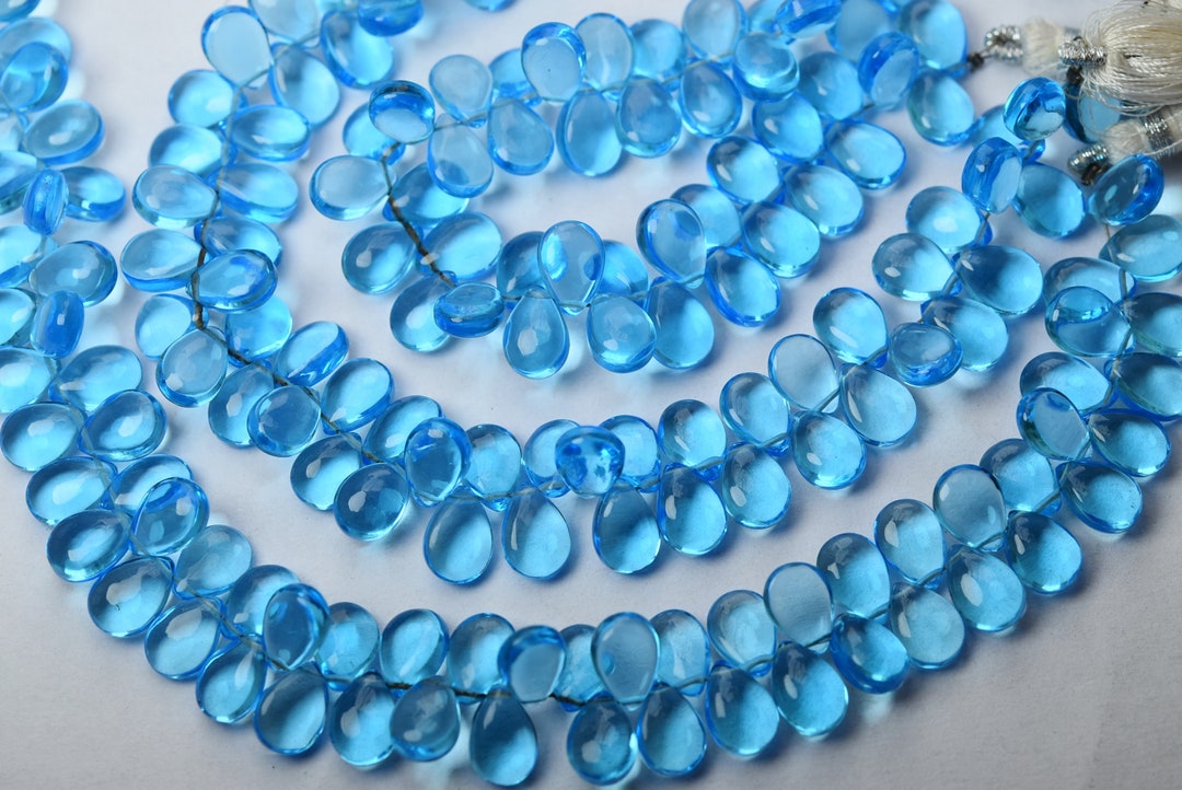 8 Inch Strand, Sky Blue Hydro Quartz Smooth Pear Shape Briolettes,size ...