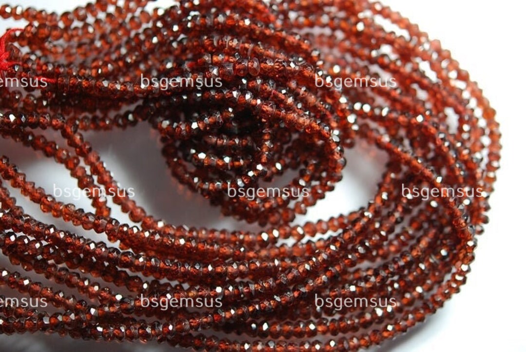 13 Inch Strand, Very Rare, Finest Natural Pyrope Red Garnet Faceted ...