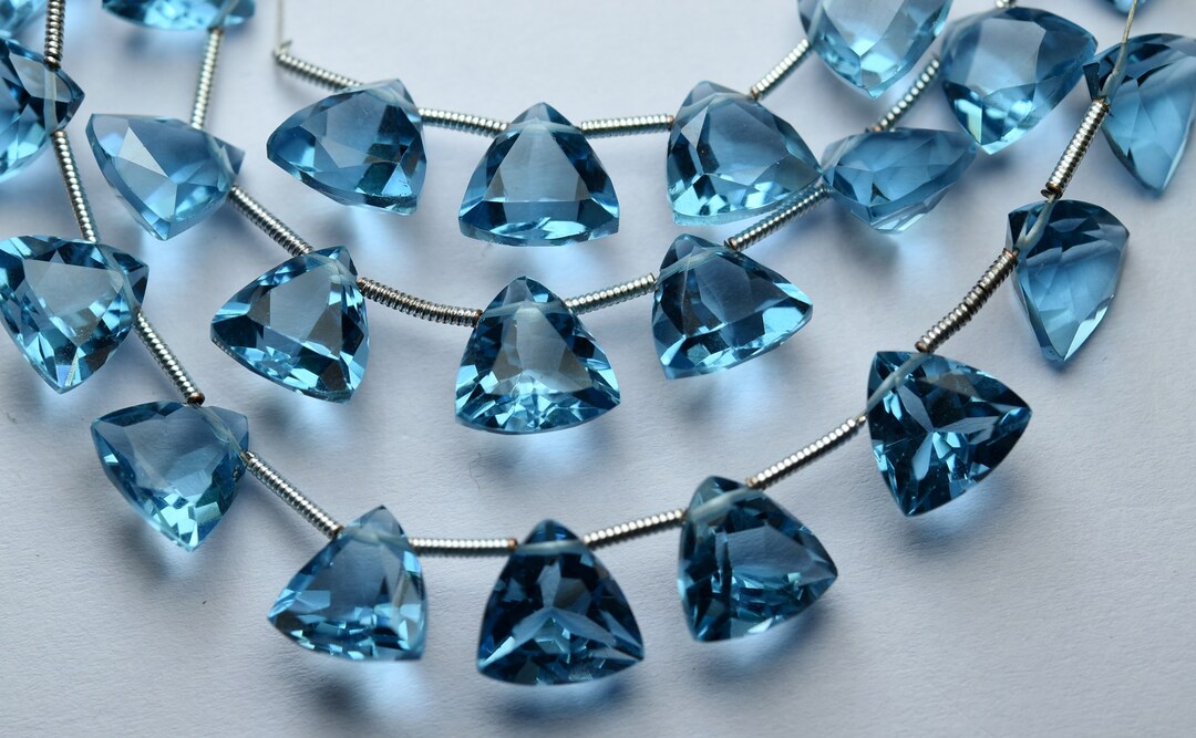 Super Finest Quality,london Blue Hydro Quartz Faceted Trillion Shape ...