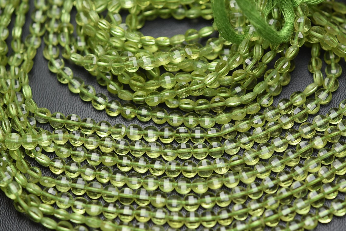 12.5 Inch StrandFinist QualityNatural Peridot Faceted Coins | Etsy