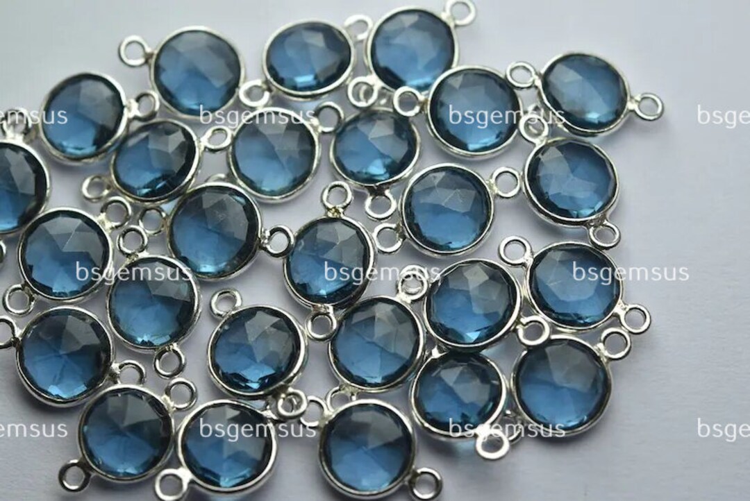 925 Sterling Silver,london Blue Hydro Quartz Faceted Coins Shape ...