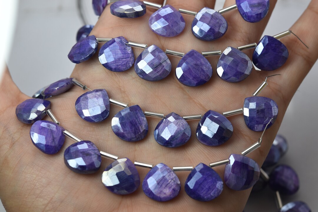 3 Matches Pairs, Mystic Purple Moonstone Faceted Heart Shape Briolettes ...