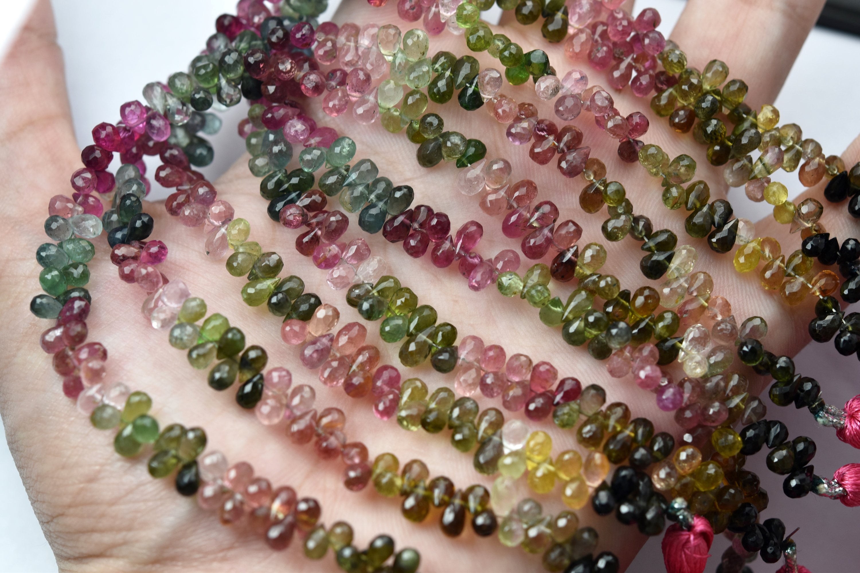 9 Inches Strandsuper Finestmulti Tourmaline Faceted Tear - Etsy