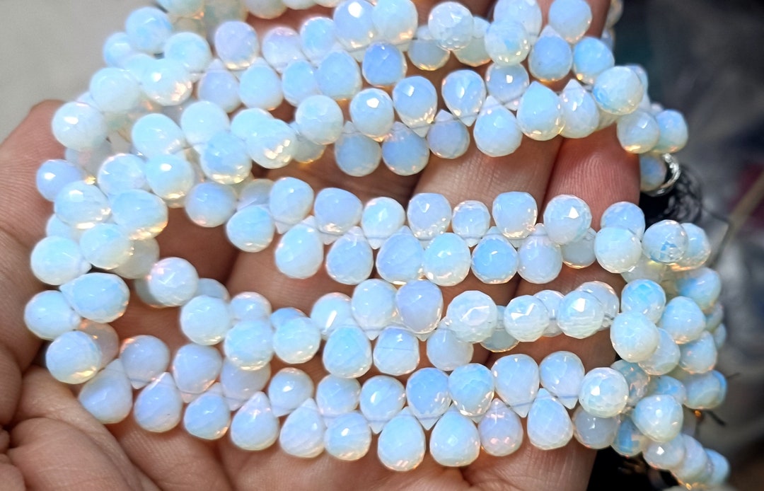 40 Beads, Opal Blue Hydro Quartz Faceted Tear Drops Shaped Briolettes,9 ...