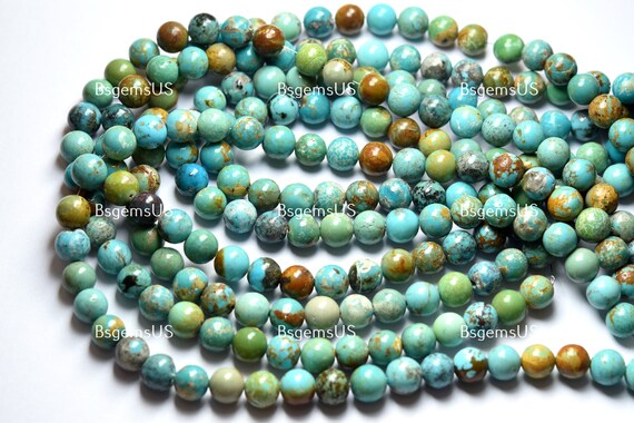 7 Inches Strand Natural Arizona Turquoise Smooth Round Balls Beads size 9 9.5mm Approx Etsy UK