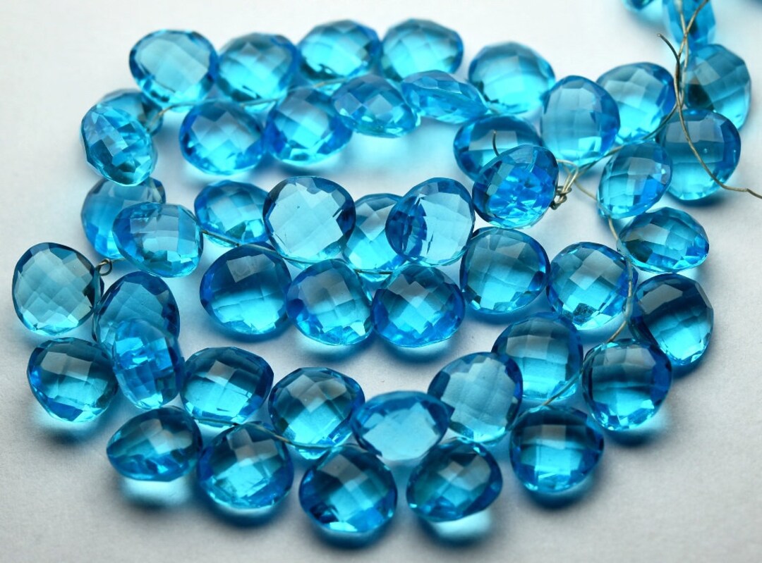 2 Matched Pairs, Swiss Blue Hydro Quartz Faceted Heart Shaped ...