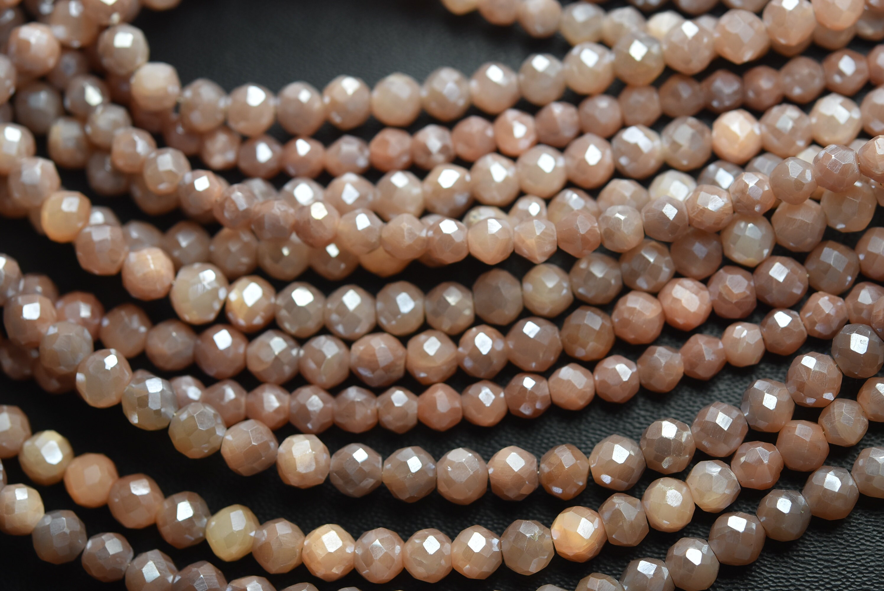 13 Inches StrandMystic Pink Moonstone Faceted Round Balls | Etsy