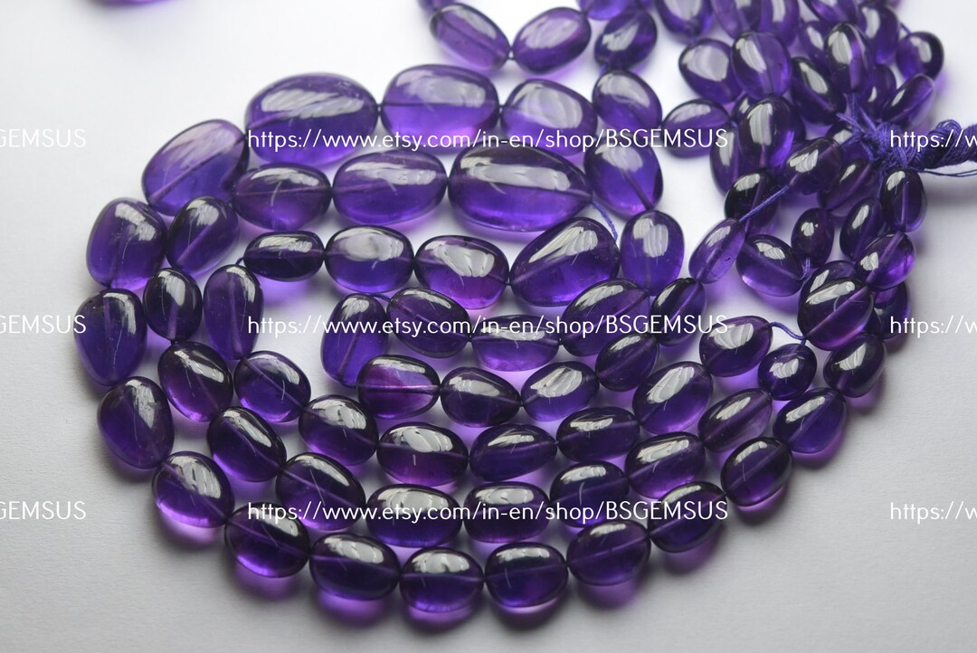 8 Inches Strand, Natural Purple Amethyst Smooth Oval Nuggets.10-14mm - Etsy