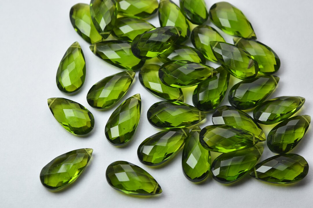 3 Matches Pair, Vessonite Green Hydro Quartz Faceted Pear Shape ...