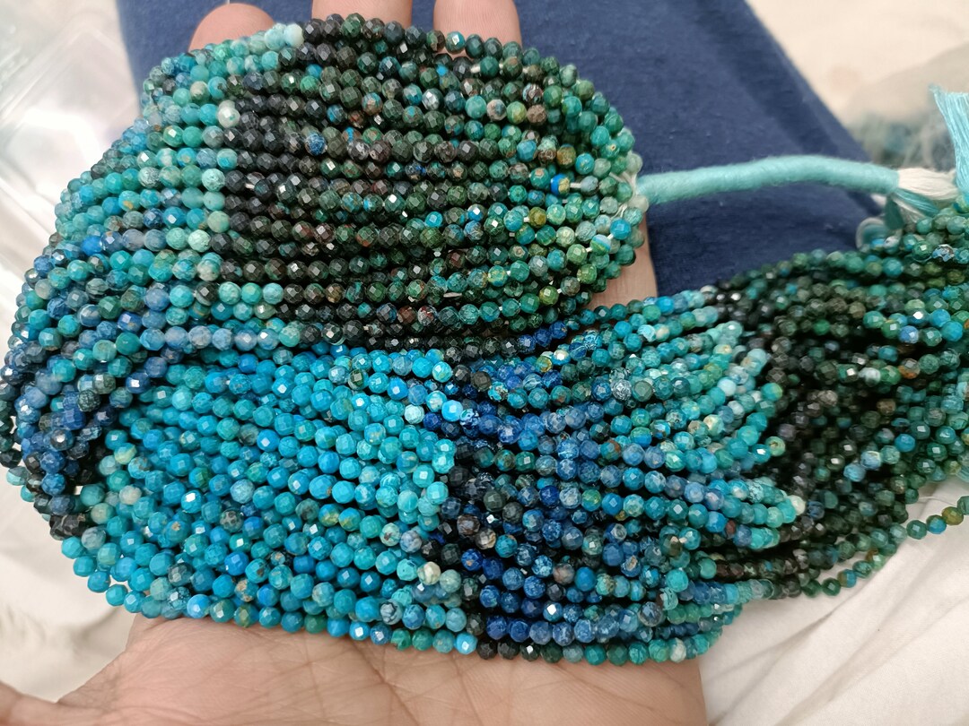 13 Inches Strand,superb-finest Quality,natural Chrysocolla Faceted ...