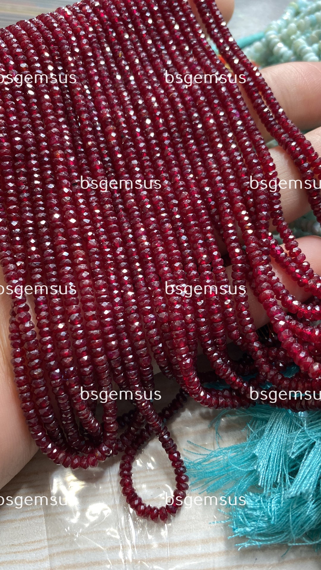 15 Inches Strand,aaa Quality Natural Longido Ruby Faceted Rondelles ...