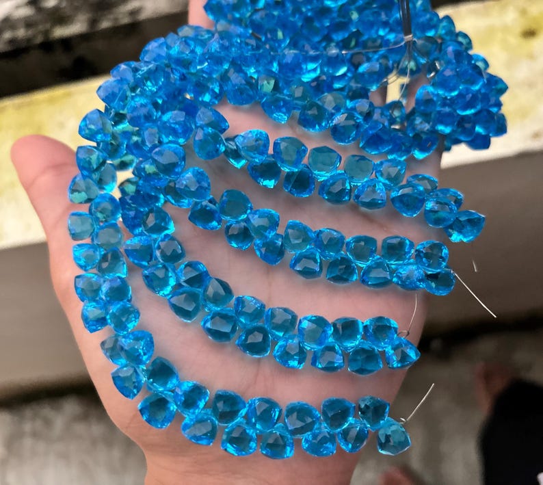 Swiss Blue Topaz Hydro Quartz Briolettes: Faceted Trillion Shape, 7-8mm ...