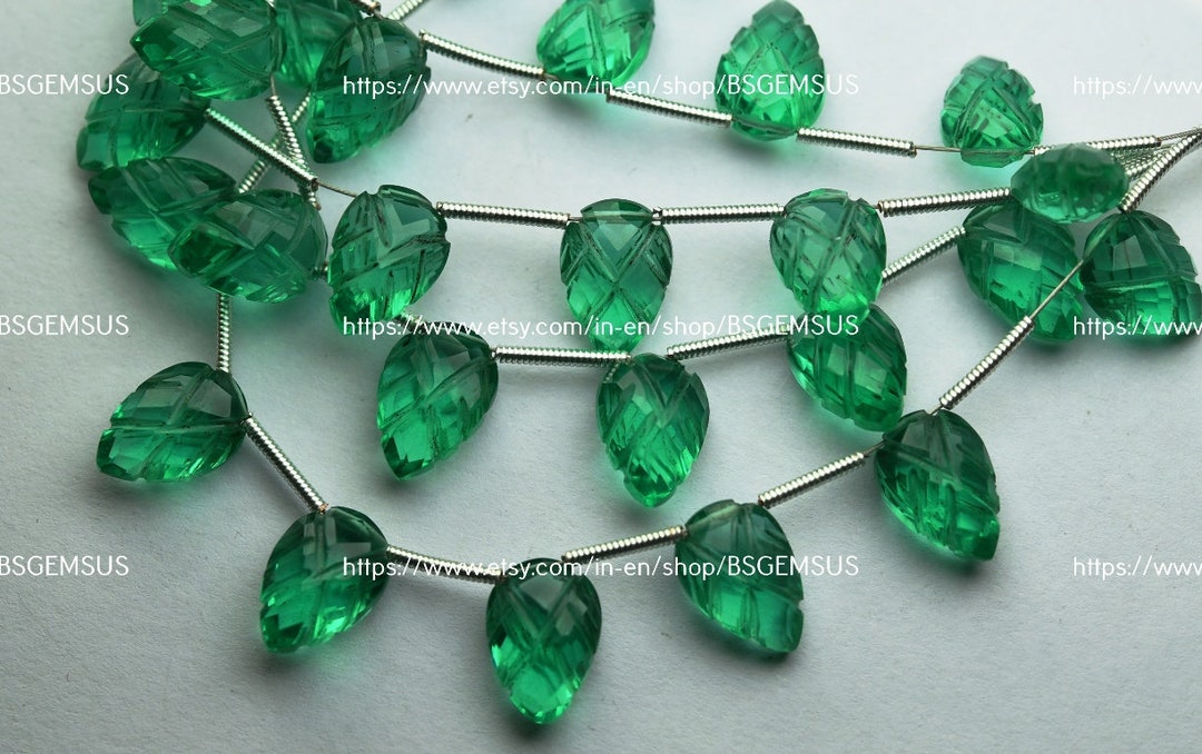 5 Matched Pairs,emerald Green Hydro Quartz Faceted Carving Pear Shape ...