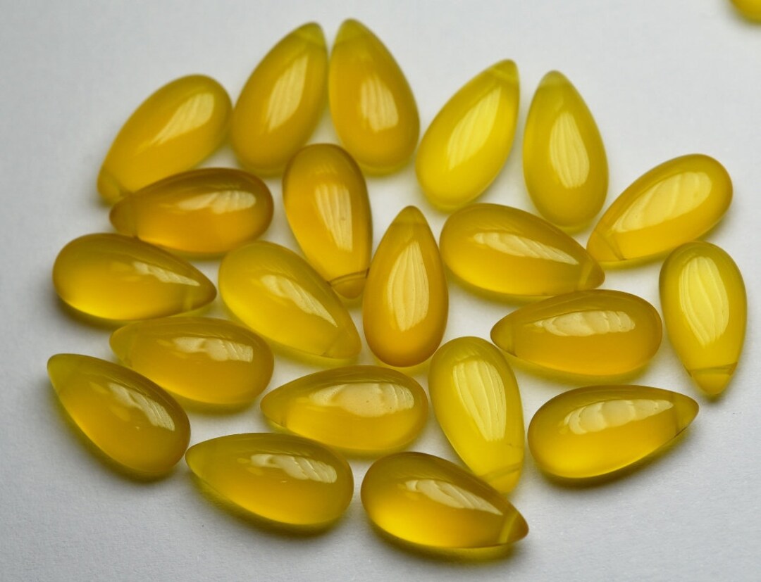 3 Matched Pair,super Finest Quality,yellow Chalcedony Smooth Pear Shape ...