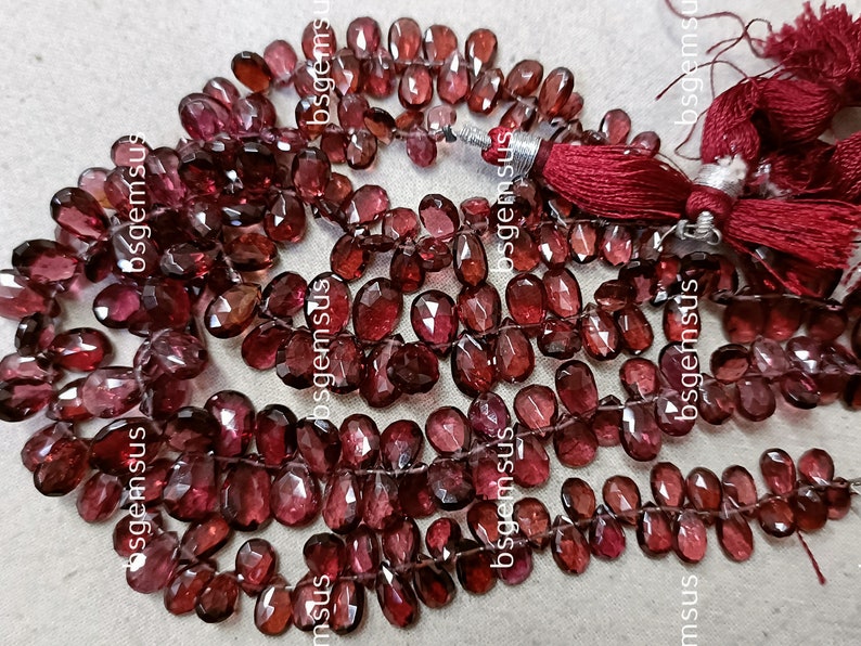 8 Inches Strand,super Finist,natural Mozambique Garnet Faceted Pear ...