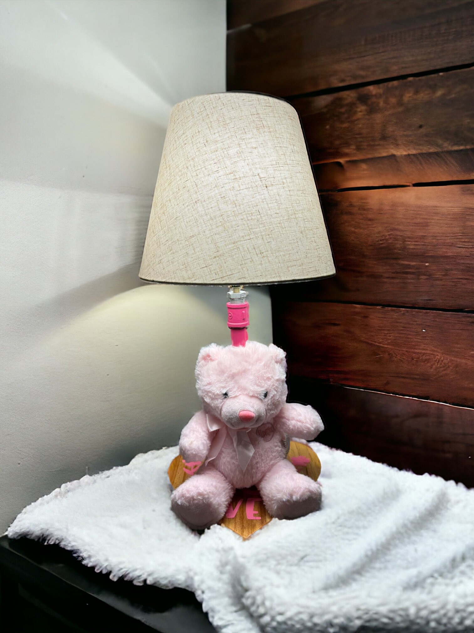 Pink Teddy Bear Nursery Lamp - Etsy