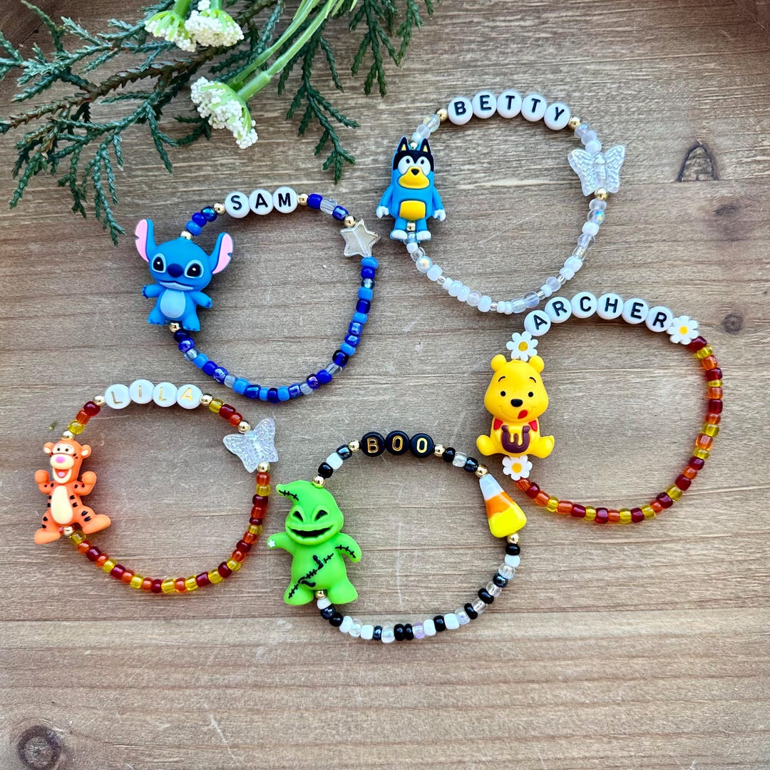 3D Disney Silicone Focal Bead Personalized Bracelet, Winnie the Pooh ...