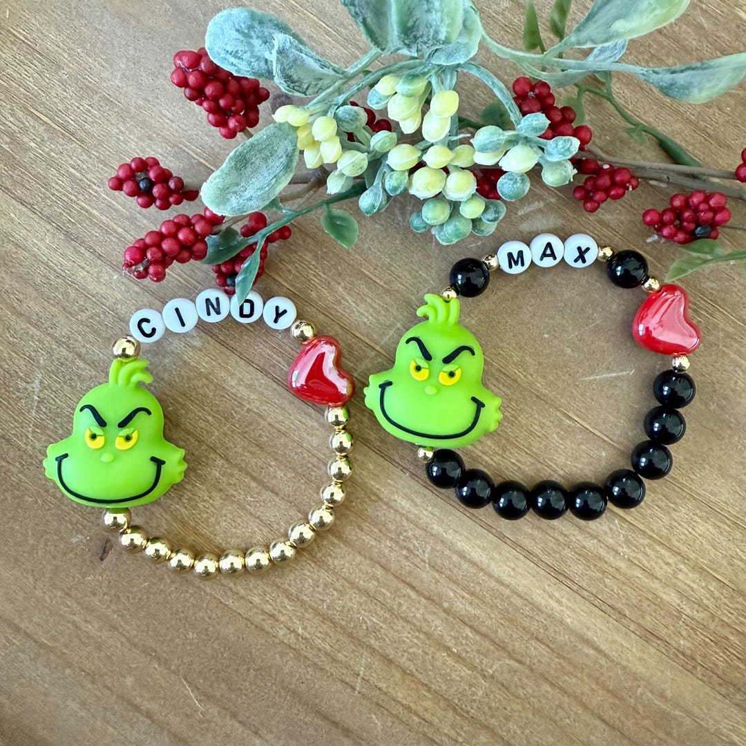 The Grinch Personalized Name Bracelet, Christmas Name Bracelet ...