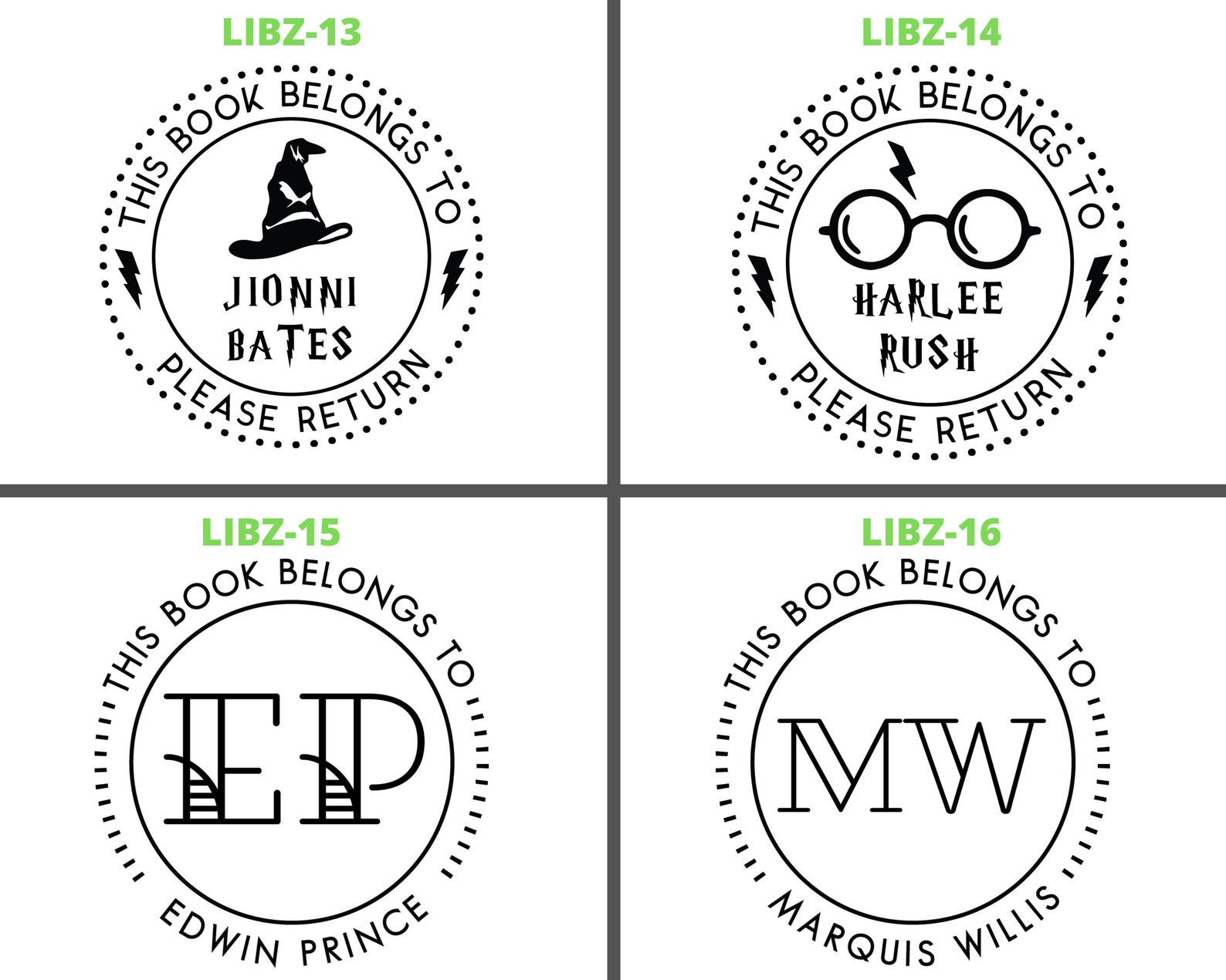 Library Book Embosser Custom Initials Monogram Ex Libris This | Etsy