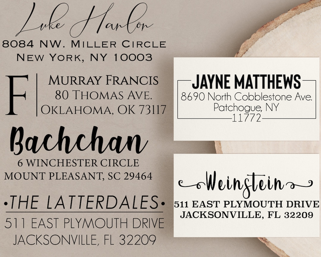 Personalized Address Stamp Labels Self Ink 3 Line Modern Business ...