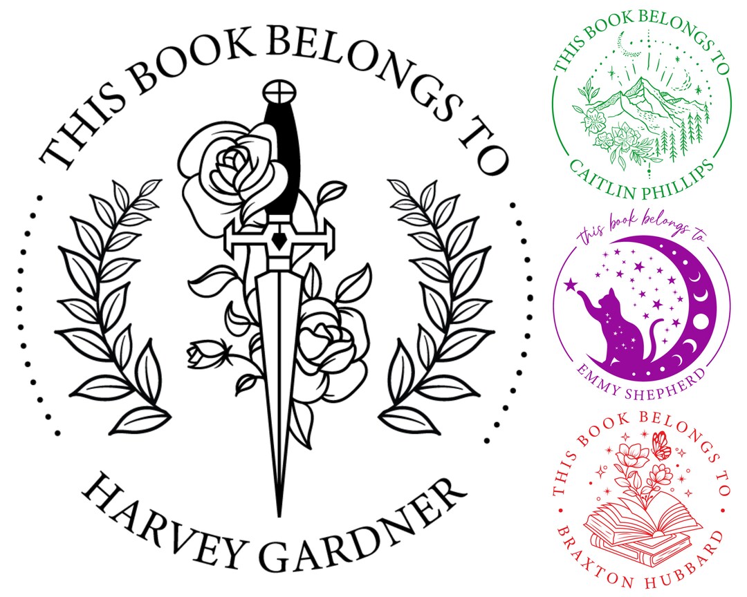 Custom Book Stamp. Self Ink or Wood Handle. Personalized With Your Name ...
