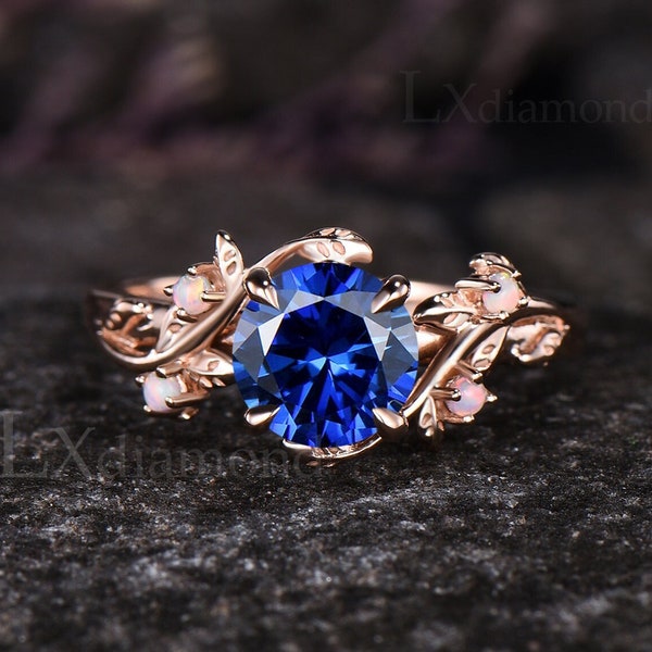 Sapphire Leaves Ring - Etsy