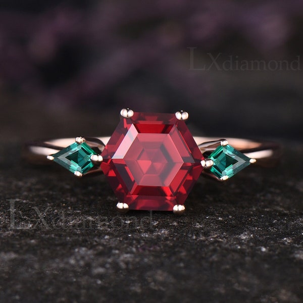 Ruby Emerald Ring - Etsy