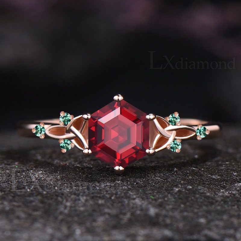 Ruby Emerald Ring - Etsy
