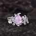 Teardrop Natural Lavender Amethyst Engagement Ring Set February Birthstone Amethyst Moon Ring ...
