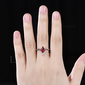 Unique Kite Cut Ruby Engagement Ring Milgrain Vintage July Birthstone ...