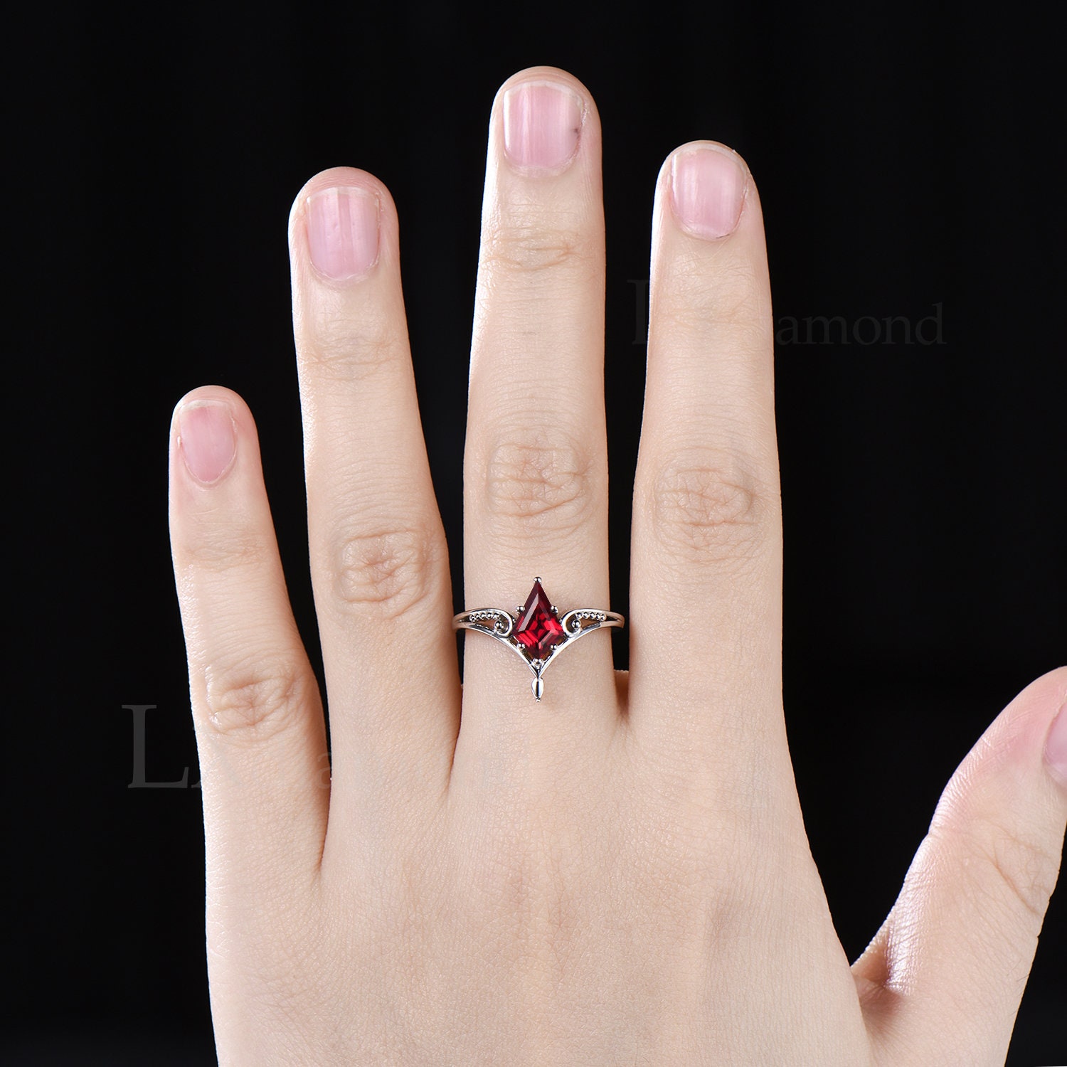 Unique Kite Cut Ruby Engagement Ring Milgrain Vintage July Birthstone ...