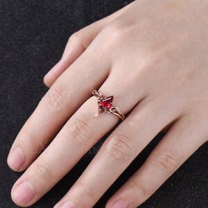 Unique Kite Cut Ruby Engagement Ring Milgrain Vintage July Birthstone ...