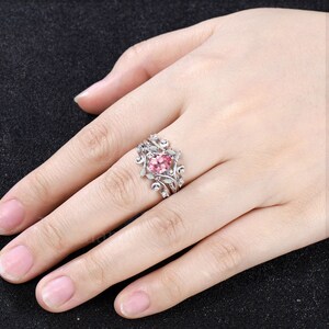 Pear Cut Papalacha Sapphire Engagement Ring Set Unique Leaf Nature ...