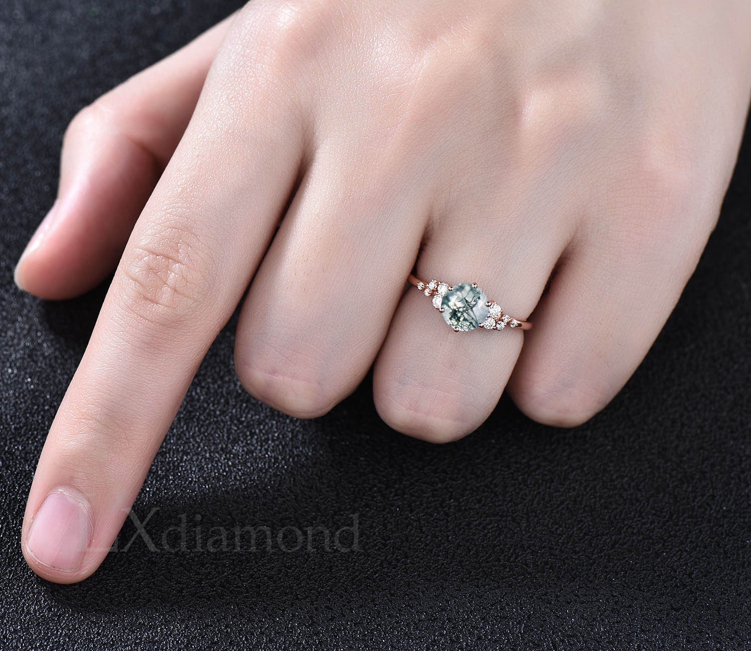 Round Moss Agate Ring 925 Sterling Silver Snowdrift Ring Moss - Etsy