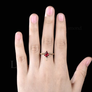 Unique Kite Cut Ruby Engagement Ring Milgrain Vintage July Birthstone ...