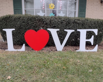 Red Heart Yard Sign - Etsy