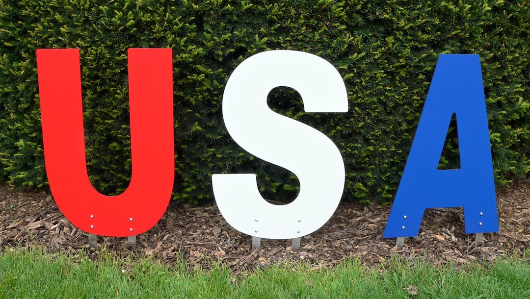 Set of Hand-crafted Red White and Blue USA Letters 4th of July ...