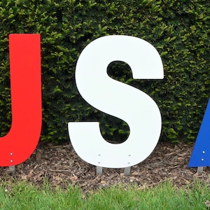 Set of Hand-crafted Red White and Blue USA Letters 4th of July ...