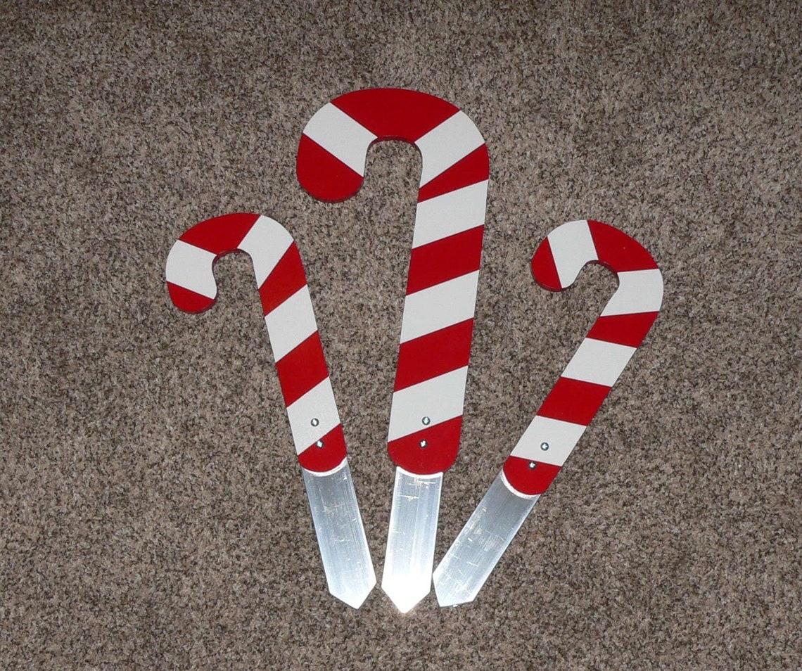 Set of 3 Hand-crafted Candy Canes Yard Art Christmas - Etsy