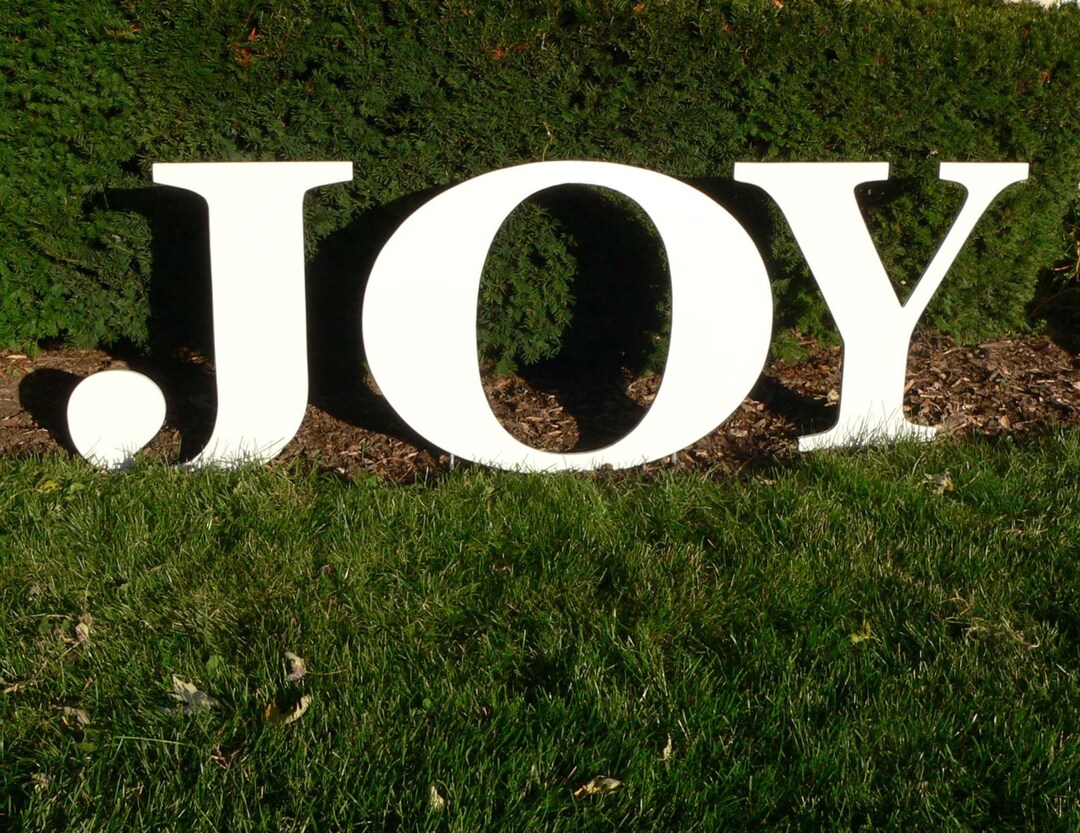 Large Hand-crafted White JOY Yard Art Easter & Christmas Holiday ...