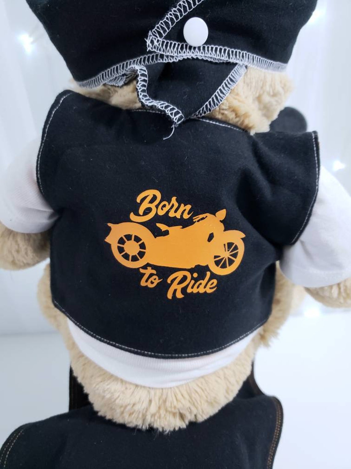 Orange and Black Motorcycle Diaper Cake With Biker Bear Baby - Etsy