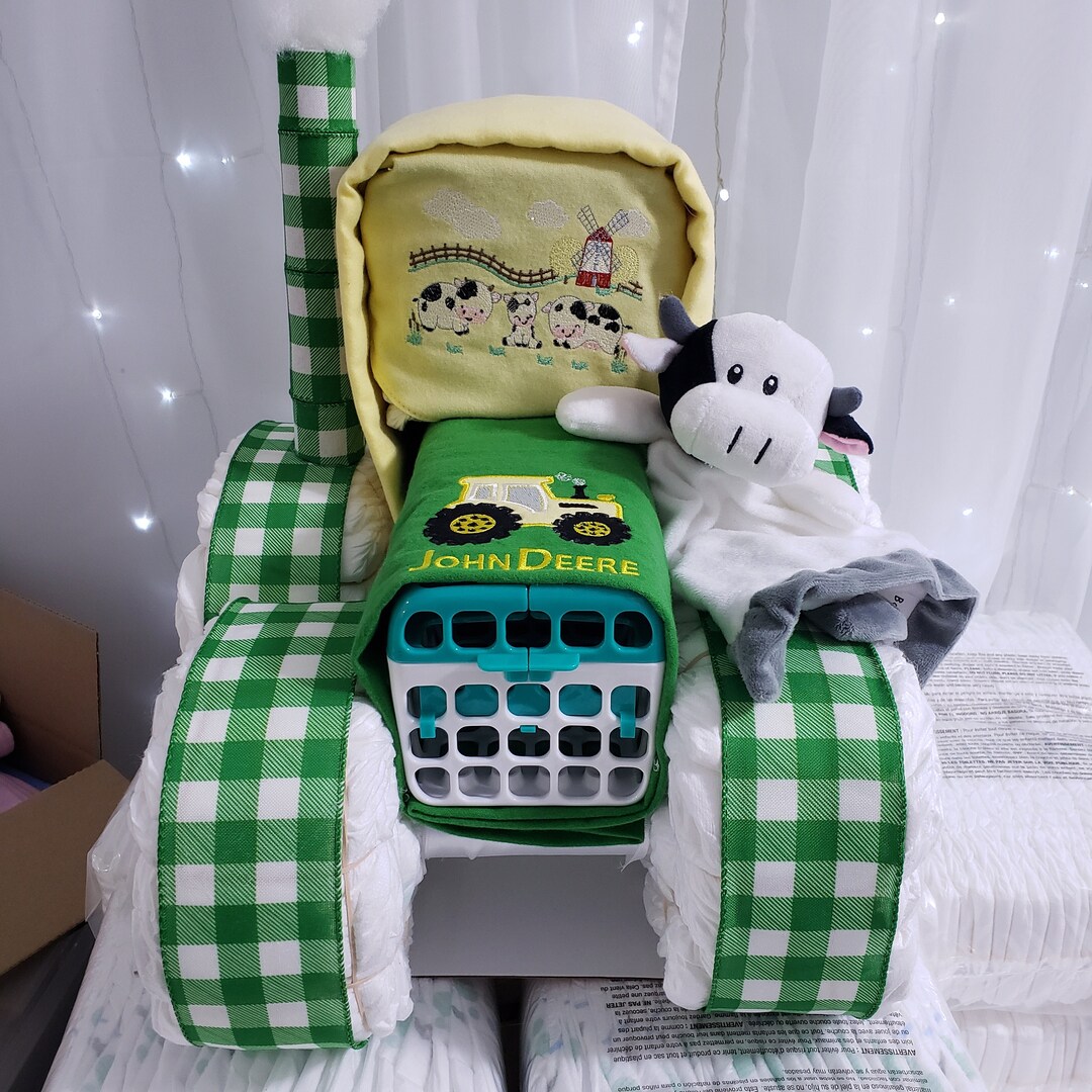 Farm Tractor Diaper Cake Centerpiece or Baby Shower Gift for Boy or ...
