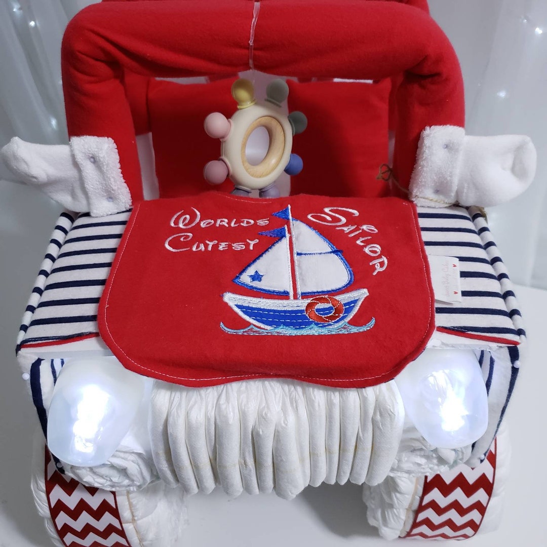 Sailor Boat 4x4 Diaper Cake Centerpiece or Baby Shower Gift for Girl - Etsy